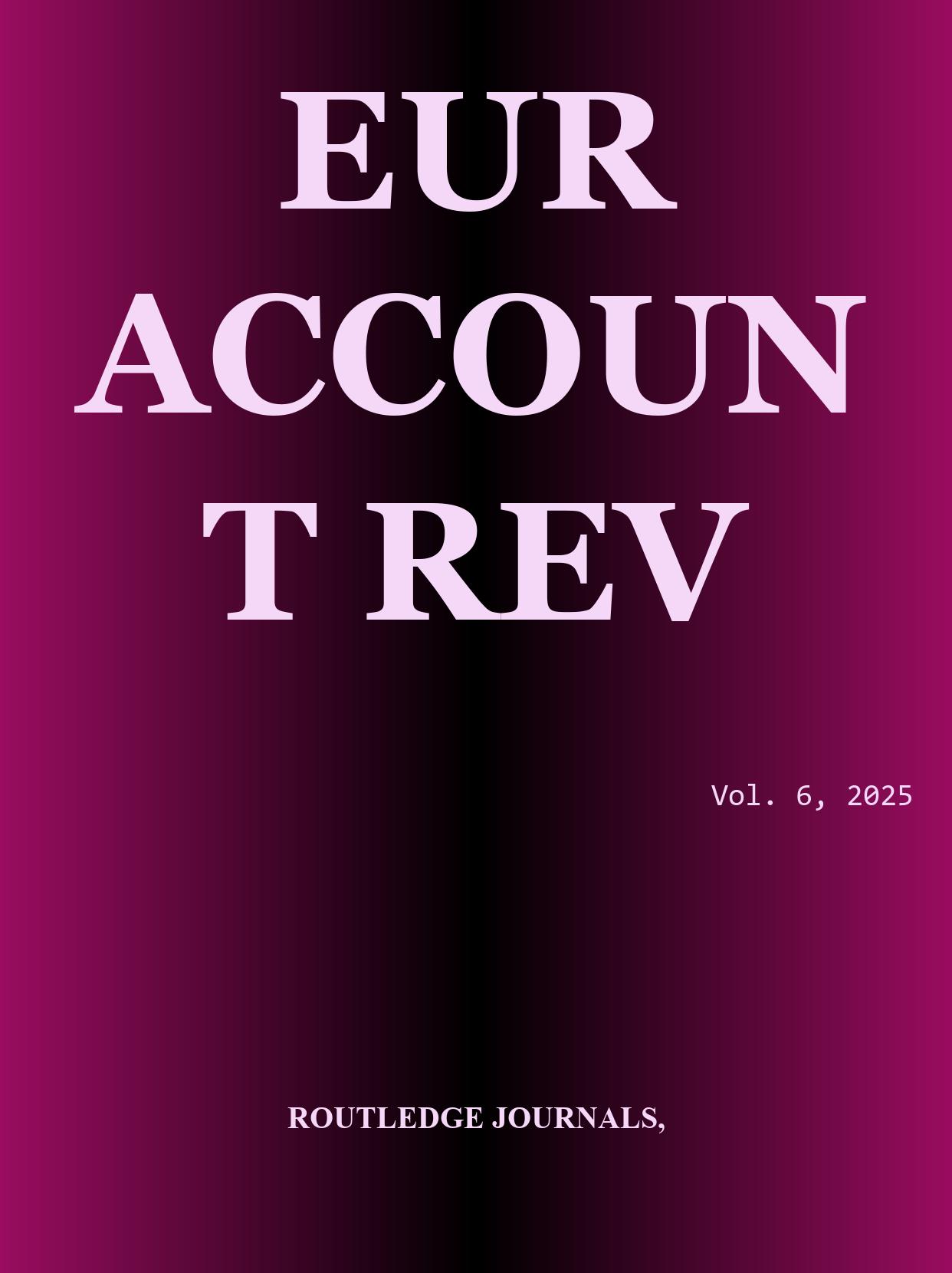 期刊影响因子2024/2025: European Accounting Review, EUR ACCOUNT REV, ISSN:0963 ...